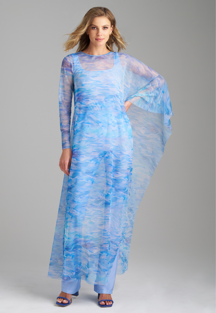 Rachel Sheer Mesh Poncho in Ocean Brush | Ala von Auersperg ...