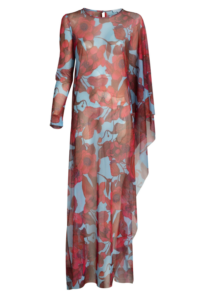 Rachel Sheer Poncho in Raspberry Grandiflora | Ala von Auersperg ...